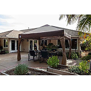 Z-Shade 10 x 10 Foot Lawn and Garden Event Outdoor Portable Canopy Gazebo Pop Up Shelter Tent with Skirts for Camping and Outdoor Parties, Tan