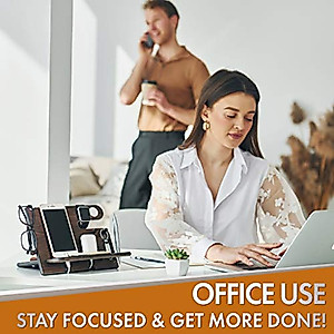 TESLYAR Wood Phone Docking Station Ash Key Holder Wallet Stand Watch Organizer Men Husband Wife Anniversary Dad Birthday Father Graduation Gadgets Compatible with iPhone AirPods iWatch