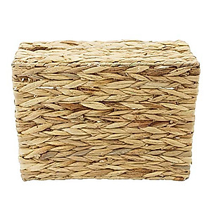 Storage Basket made by Water Hyacinth with Wood Handles, Arts and Crafts. (Medium)