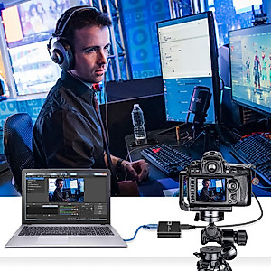 TKHIN Capture Card, Audio Video Capture Card with Microphone 4K HDMI Loop-Out, 1080p 60fps Video Recorder for Gaming/Live Streaming/Video Conference