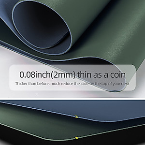 YSAGi Desk Pad, Desk Mat, Dual-Sided Desk Pad, 31.5" x 15.7" Laptop Leather Desk Pad Protector, Desk Blotter for Keyboard and Mouse, Waterproof Desk Writing Pad for Office(Dark Green+Dark Blue)