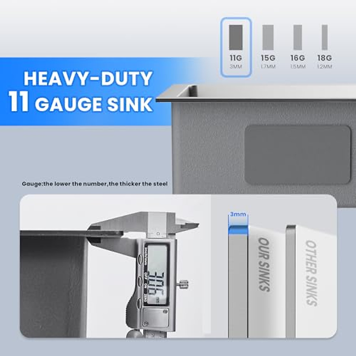 POPFLY 23 Inch Kitchen Sink,18 Gauge Drop In Bar Prep Small Sink, Top mount 304 Stainless Steel Single Bowl Deep Sink,Brushed（23x18x9）