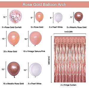 21st Birthday Decorations for Her, 94pcs Rose Gold Party Decorations for Girls, 40in 21st Birthday Balloons, 21st Happy Birthday Banner, Pink White Rose Gold Balloon Arch Kit Crown Champagne Balloon