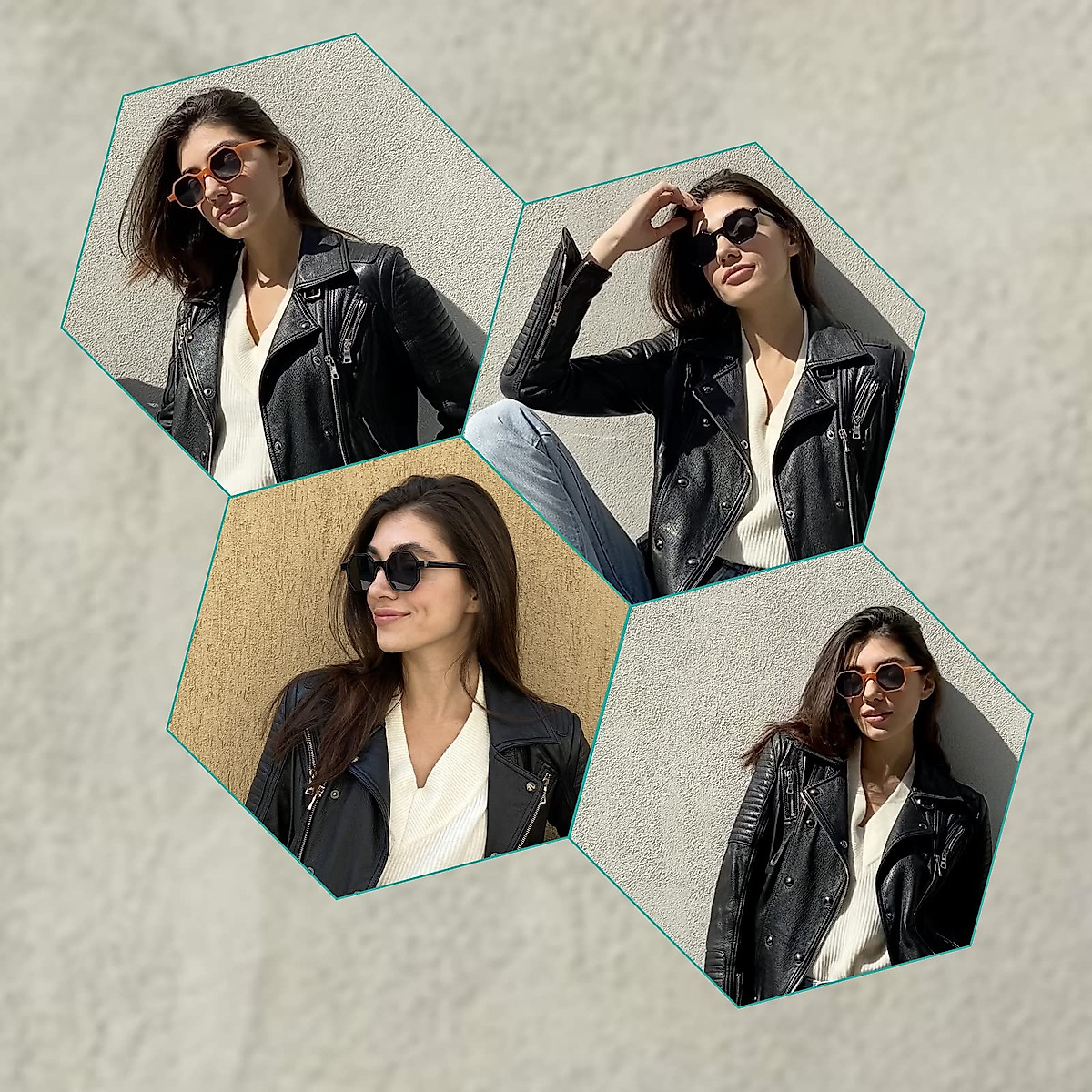 Freckles Mark Retro Hexagon Sunglasses for Men Women Vintage Small Square Glasses (Brown/Tortoise)