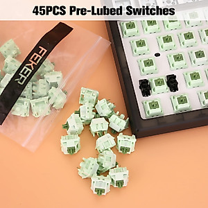Feker x Matcha Switches for Mechanical Keyboard DIY - Linear Keyswitch 5 Pins for Mechanical Gaming Keyboards - 60cN Force Pre Lubed (45PCS, Matcha Green Switch)