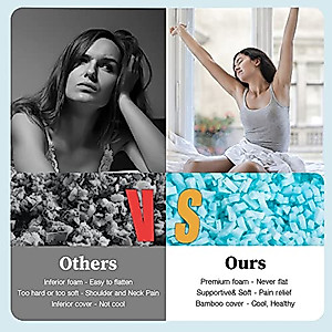 4R Pillows Queen Size Set of 2 - Cooling Shredded Memory Foam Pillow - Firm and Soft Adjustable Bed Pillow for Sleeping - Bamboo Pillow for Back/Stomach/Side Sleepers - Oeko-TEX Certified