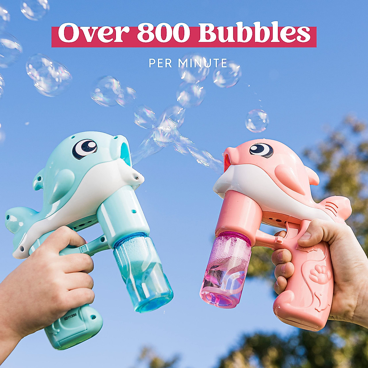 JOYIN 2 Bubble Guns Kit, Whale Automatic Bubble Maker Blower Machine with 4 Bubble Solutions for Kids, Bubble Blaster, Summer Toy, Birthday, Outdoor & Indoor Activity, Easter, Valentine Party Favors