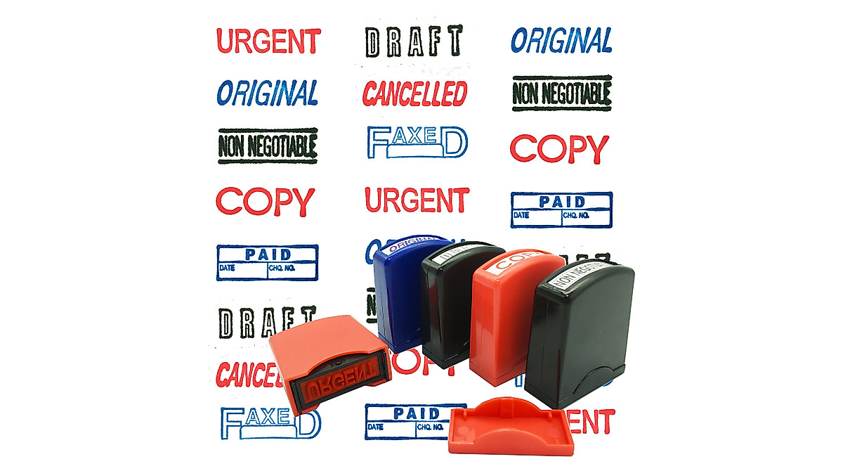 Reliancer Set of 8 Self Inking Office Stamps