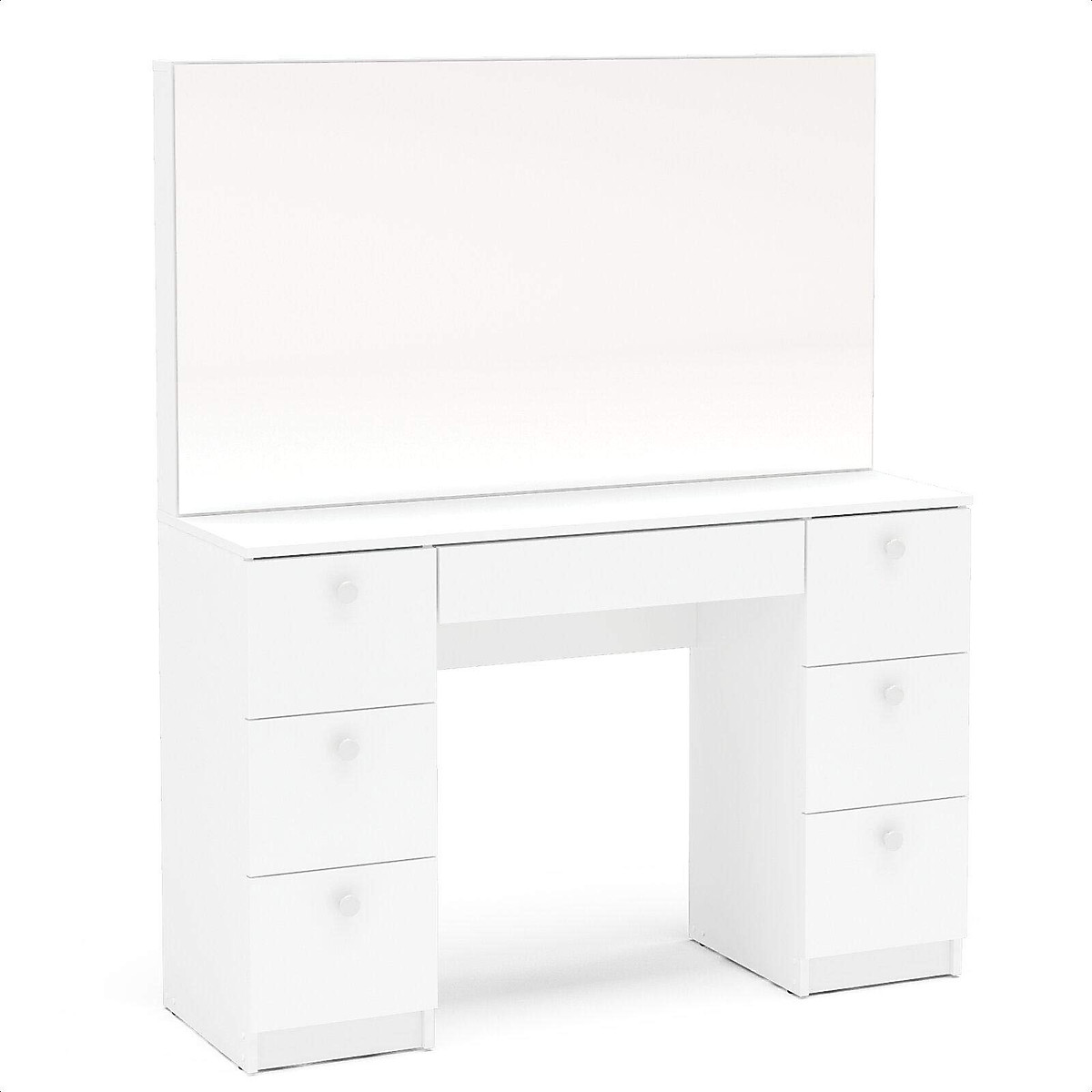 Boahaus Artemisia 7-Drawer Modern Wood Dressing Table with Mirror in White