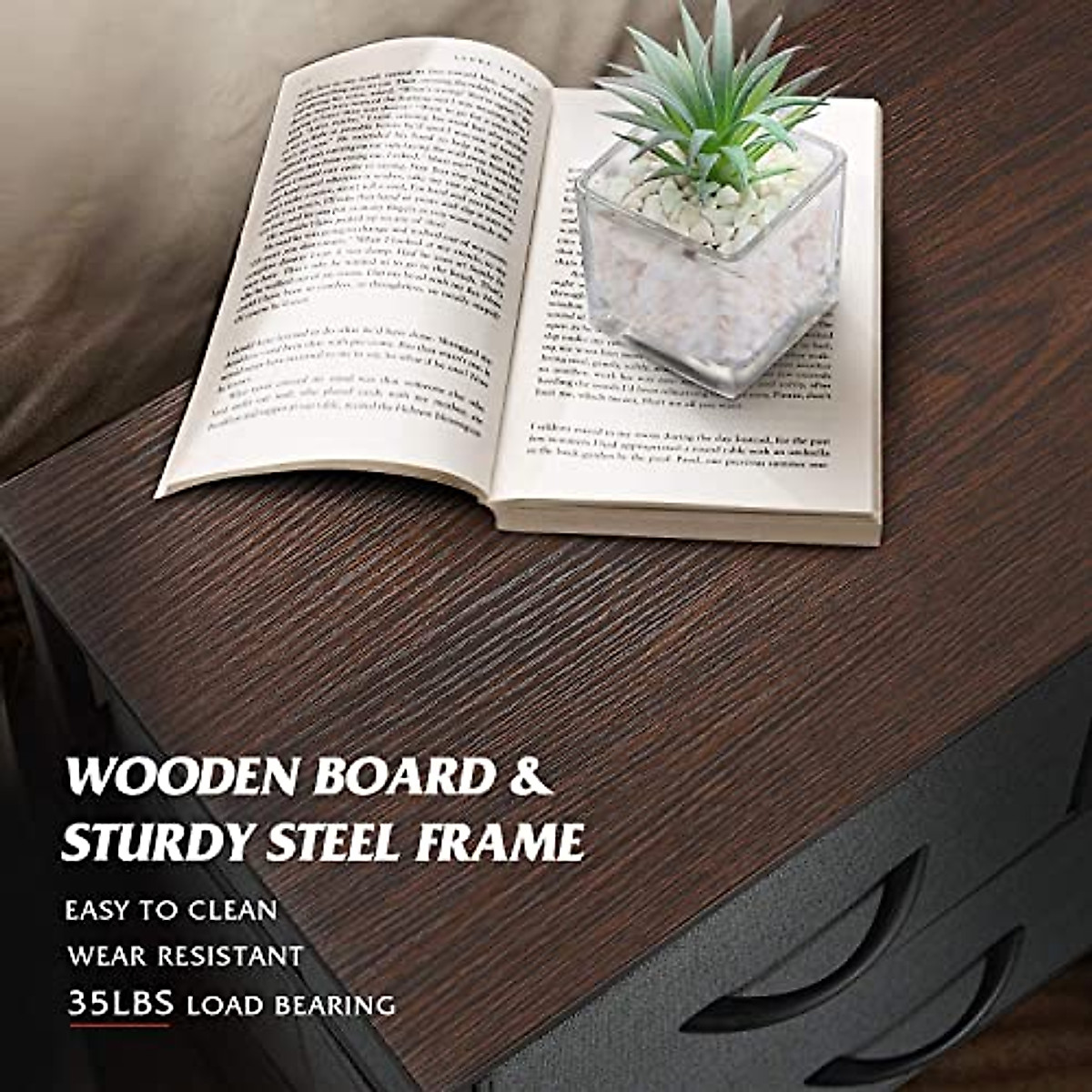 WLIVE Dresser with 4 Drawers, Storage Tower, Organizer Unit, Fabric Dresser for Bedroom, Hallway, Entryway, Closets, Sturdy Steel Frame, Wood Top, Easy Pull Handle, Dark Grey