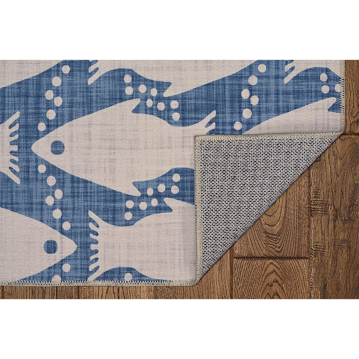 Linon The Anywhere Washable Rug Shayna Ivory/Blue 2' X 8' Runner Rug