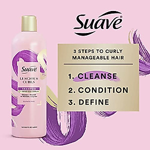 Suave Pink Luscious Curls Shampoo for Defining Curly Hair with Amino Acid Complex 16.5 oz