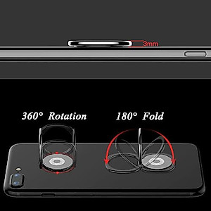 Thinnest Cell Phone Ring Holder Kickstand for iPhone & Samsung Galaxy, 360 Degree Rotation Finger Ring Stand Phone Grip for Magnetic Car Mount - Black