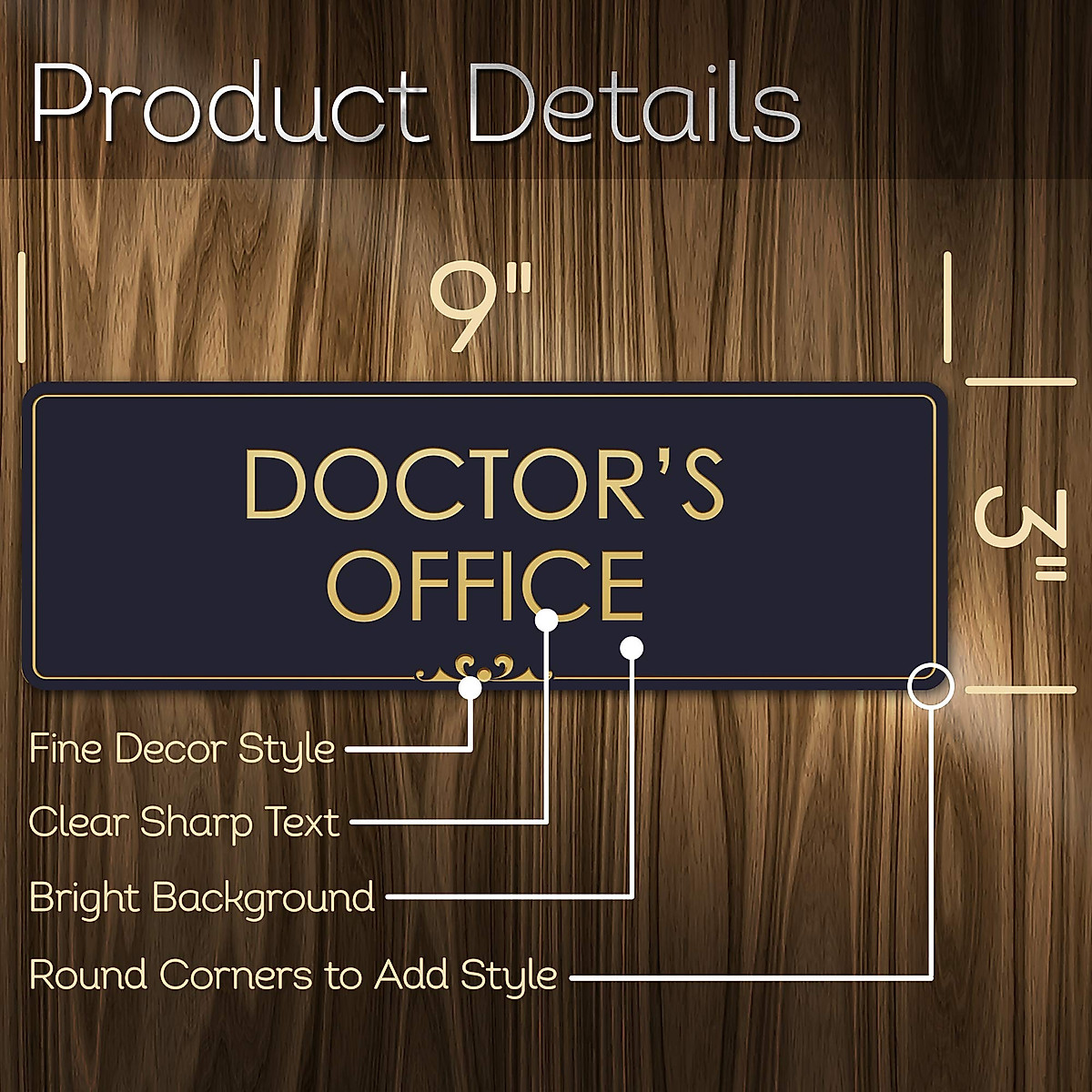 Doctor's Office SignBlack/Gold, Engraved, 3" x 9", Fade Resistance, Indoor/Outdoor Use, USA MADE By My Sign Center