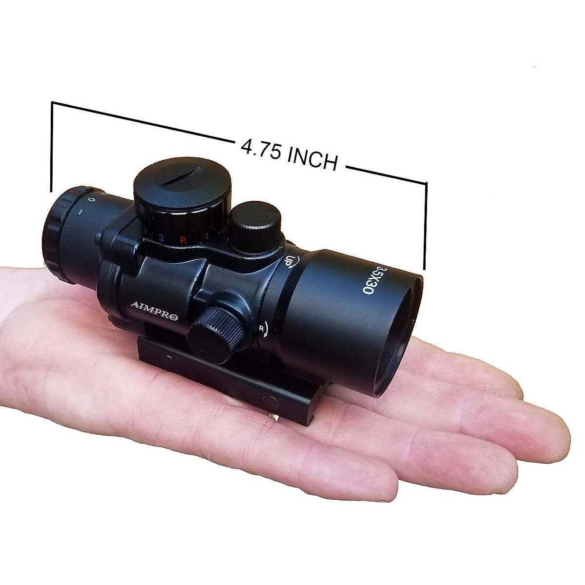 Aimpro Compact Prism Scope 3.5x30 Etched Glass Illuminated Chevron Reticle