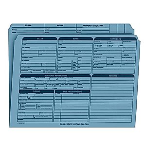 Real Estate Listing Folder – Right Panel List, Pre-Printed on Durable Card Stock with Closing Checklist and Color-Coded Dots for Organizing (Blue, Letter Size | Pack of 25)