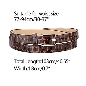 Allegra K Women's Skinny Waist Belts Single Pin Buckle Cute Animal Printed Pants Dress Thin Faux Leather Belt Fit waist 77-94cm/30-37 Stone Pattern Coffee