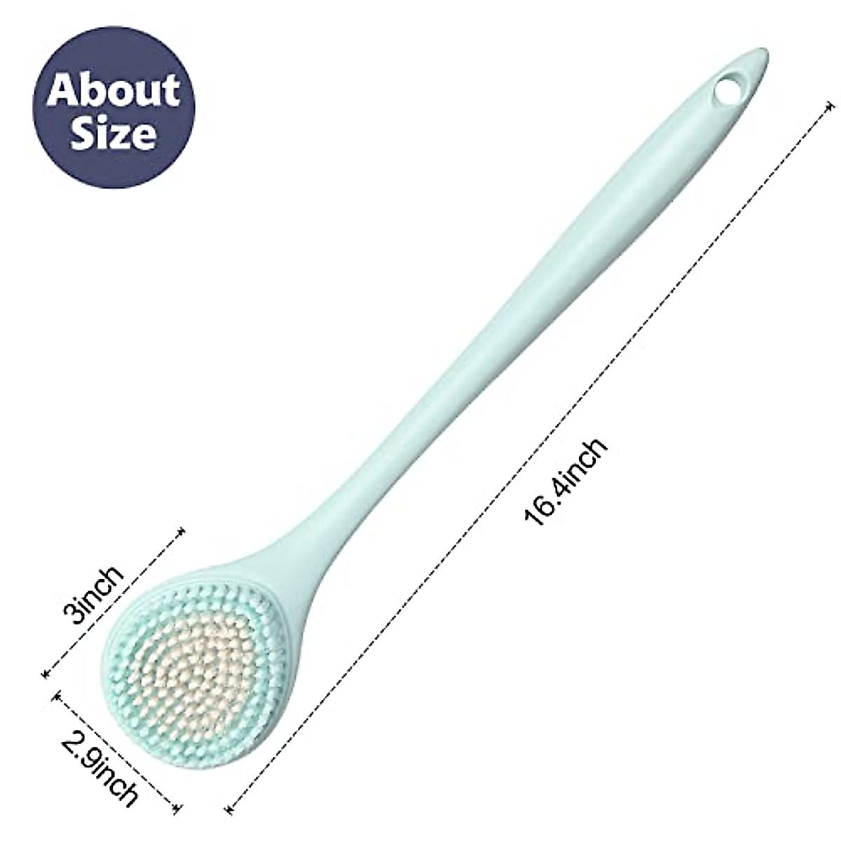 BEDELITE Back Bath Brush Long Handle for Shower - Soft Shower Brush for Men & Women,Back Brush Scrubber(16.4" Long), Skin Exfoliator for Bath Scrubber Body Brush(Blue)