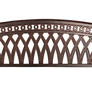 Patio Sense 62441 Simone Cast Aluminum Patio Bench Heavy Duty Rust Free Metal Construction Front Porch, Backyard, Lawn, Garden, Pool, Deck, Outdoors - Antique Bronze Finish