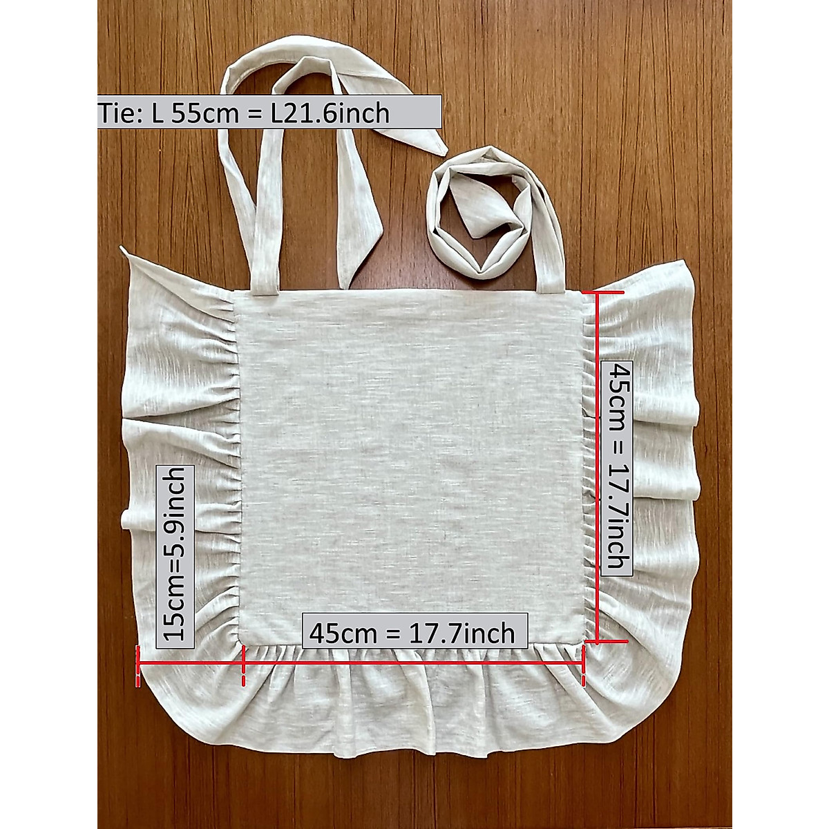 cozymomdeco Korean Made Chair Pad Slipcover Chair Cushion Cover Ties with Ruffle Farmhouse Decor No Cushion Insert, (Solid Beige)