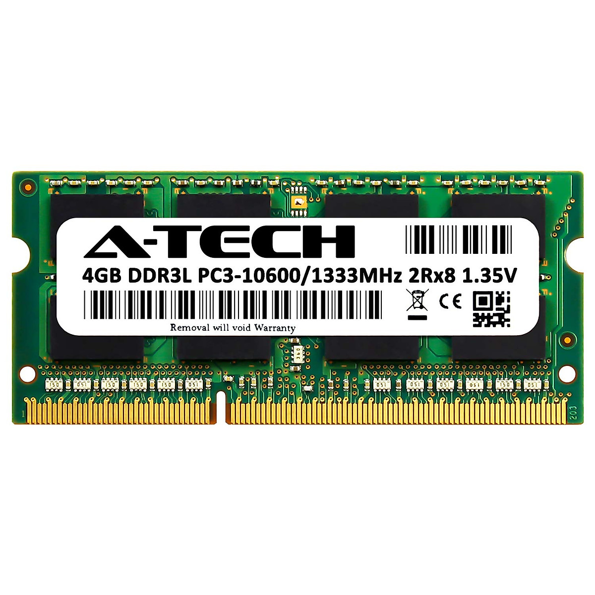 A-Tech 4GB DDR3/DDR3L 1333MHz PC3-10600 Laptop RAM SODIMM Module | 2Rx8 1.35V Non-ECC Unbuffered 204-Pin Memory Upgrade Stick