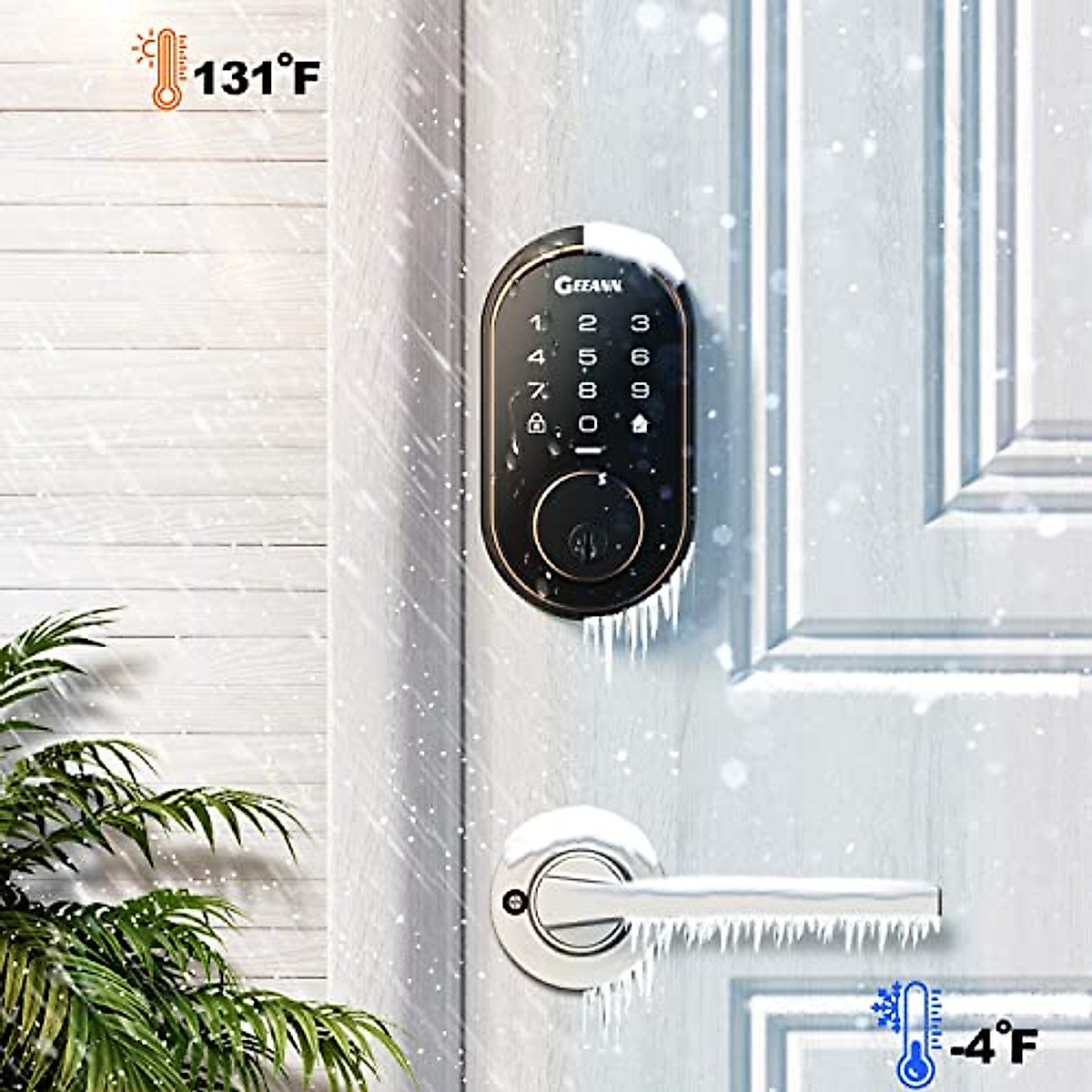 Keyless Entry Door Lock - GEEANN Smart Keypad Deadbolt Lock, Electronic Door Locks with Keypads, Touchscreen Auto Lock, Anti-Peeking Password and Backlit Design Oil Rubbed Bronze