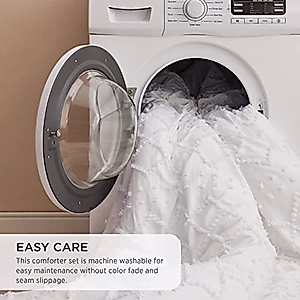 Bedsure Boho Comforter Set Queen - White Tufted Shabby Chic Bedding Comforter Set for All Seasons, 3 Pieces Western Comforter Set, Farmhouse Modern Bed Set, Spring Bedding for Women Men Girls