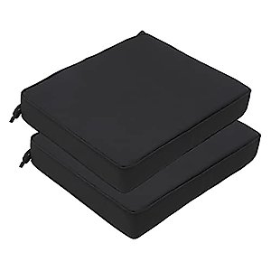 RACE LEAF Patio Seat Cushions 16"x18.5"x3" Square Corner - Set of 2, Black - Indoor/Outdoor Chair Cushions with Invisible Zipper, Water-Resistant Chair Seat Cushion with Ties for Non-Slip Support