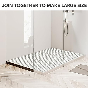 Qidordour Shower Mats Non Slip Bath Mat for Tub, 27 x 15.7 Inch Long Bath Tub Mat with Suction Cups and Drainage Holes, Anti Slip Bathtub Mats for Inside Shower Stall Tray Bathroom Floor, Light Grey