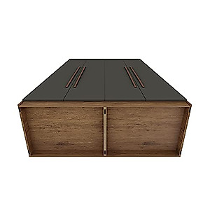 Manhattan Comfort Gramercy Mid Century Modern 2-Section Freestanding Wardrobe Armoire Closet, Nature and Textured Grey