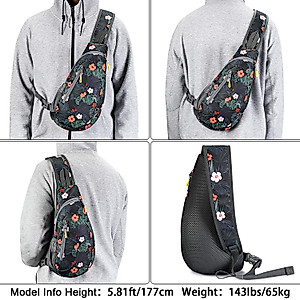 G4Free Sling Bags Men and Women Shoulder Backpack Small Cross Body Chest Sling Backpack(Black Base Floral)