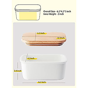 Airtight Better Dish with Lid for Countertop, Large Butter Dish with Cover, Porcelain Butter Keeper for East West Coast Butter and 8oz Butter, White - Better Butter