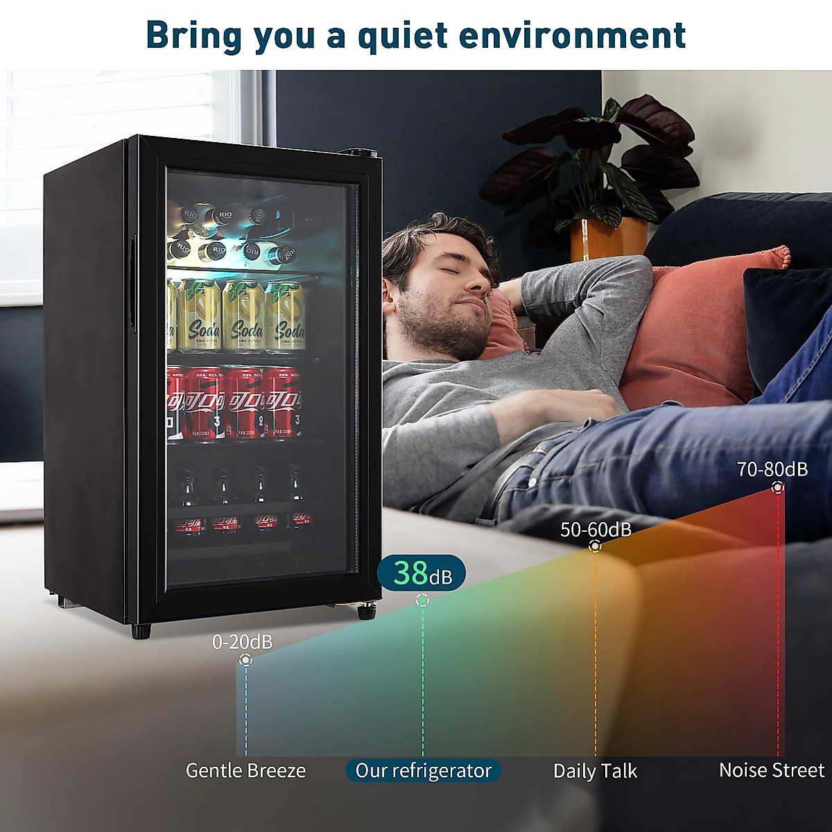 Tymyp Beverage Refrigerator, 120 Cans Mini Fridge, Wine Cooler Refrigerator with Adjustable Shelving and Glass Door for Soda Beer or Wine, Perfect for Home/Bar/Office