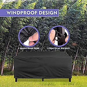 GORDITA Patio Furniture Covers, 83 x 51 x 29 inch Waterproof Patio Table Cover, Durable 420D Outdoor Furniture Covers with 4 Windproof Buckles, Large Patio Cover for 6- 8 Seats