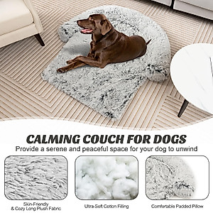 Giantex Calming Dog Bed - Fluffy Plush Pet Bed for Couch, Removable Washable Cover, Soft Neck Bolster, Dog Sofa Bed Furniture Protector Mats for Dogs Cats (Light Gray, Large - 47'' x 45'' x 7'')