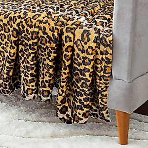 MACEVIA Flannel Fleece Twin Blanket for Couch, Leopard Print Blankets for Adult, Lightweight Cozy Soft Cheetah Blanket for Bed Sofa 260GSM, Suitable for All Seasons (Brown Leopard,60x80inches)