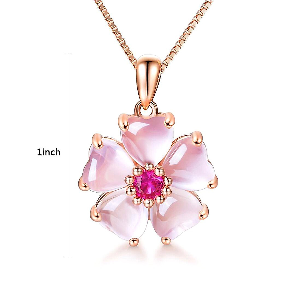 YOUMIYA ROSE Gold Cherry Blossoms Necklace for Graduation Pink beautiful Artificial stone crystal Necklace Best Gifts for Women Friend Lover