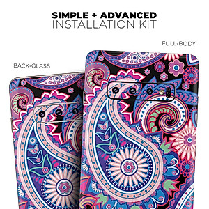 DesignSkinz Vibrant Purple Paisley V5 Protective Vinyl Decal Wrap Skin Cover Compatible with The Samsung Galaxy S20 (Screen Trim & Back Glass Skin)