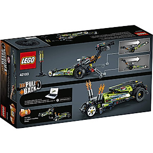 LEGO Technic Dragster 42103 Pull-Back Racing Toy Building Kit (225 Pieces)