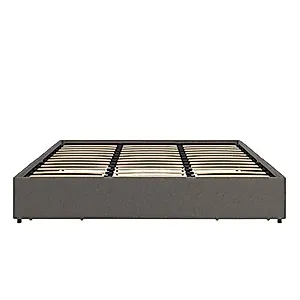 DHP Maven Upholstered Platform Bed for Raised Mattress-Support with Underbed Storage Drawers, No Box Spring Needed, King, Gray Linen