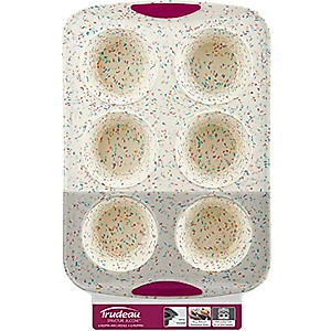Trudeau Structure White Confetti Reinforced 6 Cup Jumbo Muffin Pan Silicone Bakeware