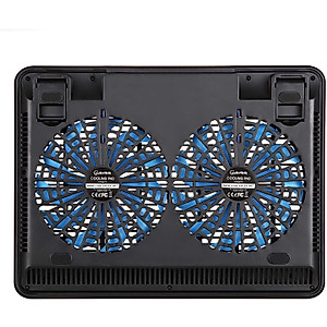 Laptop Cooling Pad, Coolertek USB Powered Laptop Cooler, 2 Blue Silent Big Fans, Height Adjustable Non-Slip Laptop Stand with Dual USB 2.0 Ports, Fits 11-17 Inch Notebook - Black (N2)