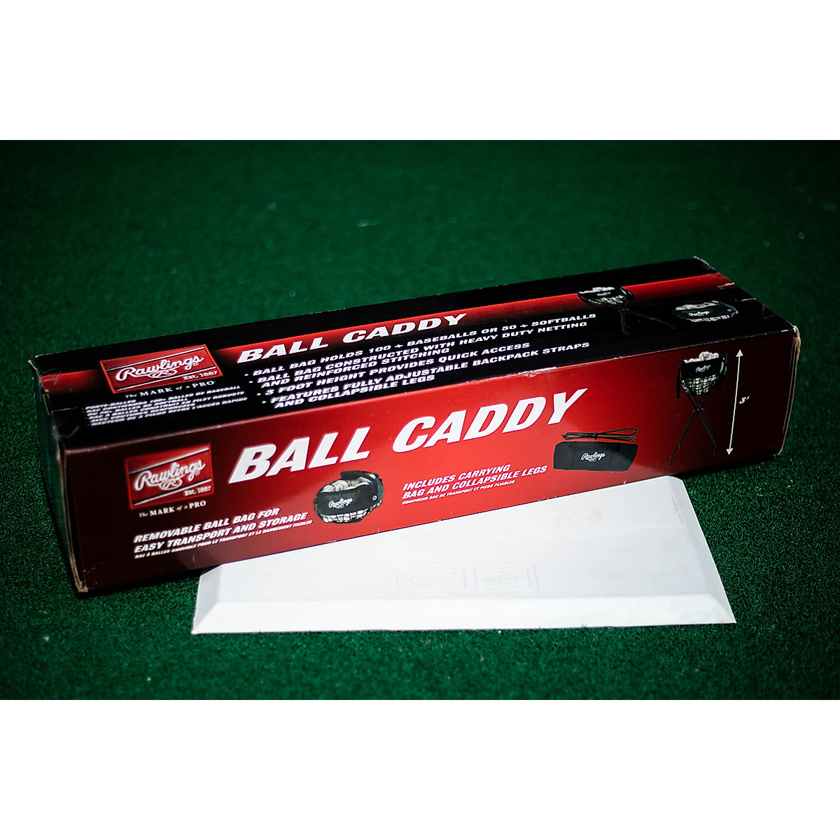 Rawlings | Ball Caddy | Holds 100+ Baseballs / 50+ Softballs | Includes Stand & Net Bag,Black