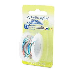 Artistic Wire Multicolor, 18 Gauge Tarnish Resistant Colored Copper Craft Jewelry Wrapping Wire Wire, Blue, Red, Gold, 2 yd