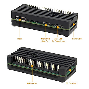eleUniverse Raspberry Pi Zero 2 W Aluminum Alloy Heatsink Case (2W01) with 2x20Pin GPIO Header Compatible with Raspberry Pi Zero 2W/Zero W/Zero