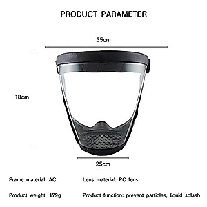 Super Protective Face Shield,Anti-Fog Full Face Shields for Work,High-Definition Plastic Face Protection for Adults (Black)