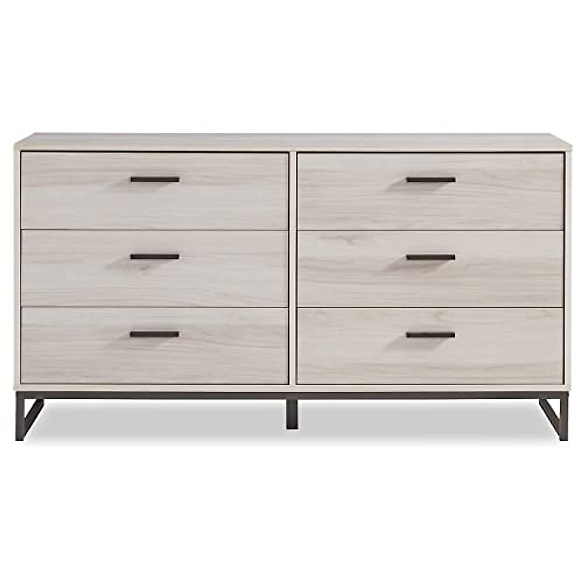 Signature Design by Ashley Socalle Modern Industrial 6 Drawer 54" Dresser, Natural Beige