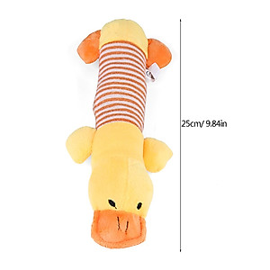 FILFEEL Dog Squeaky Toys, Pet Chew Toy Plush Skin Stuffless and Sound Fun Animal Shape Types Tug & Interactive for Gift(Yellow Duck)