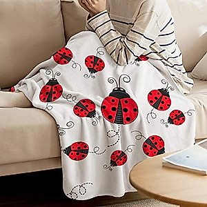 FortuneHouse8 Ladybug Blanket Flannel Fleece Blanket Christmas Red Ladybug Throw Blanket Super Soft Warm Cozy Bed Couch or Car Throw Blanket for Children Adult Travel All Reason 40x50inch