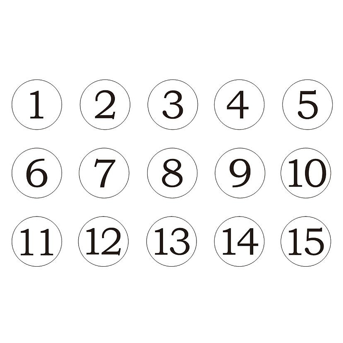 15PcsTable Numbers Cards 1-15 for Wedding Reception, 10cm/4" Diameter Round Double Sided Table Signs for Wedding or Birthday Party. (White, 1-15)